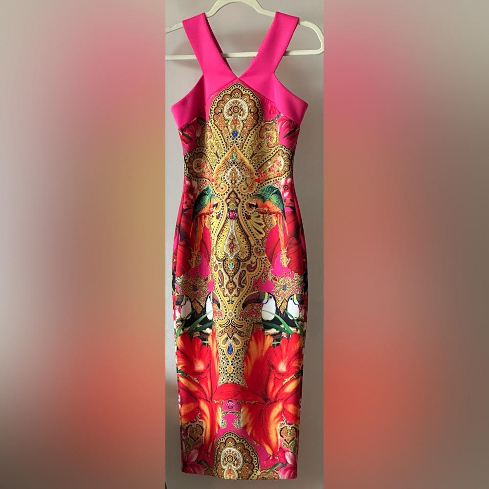 Ted Baker Barbie Hot Pink Paisley Halter Dress - Gem